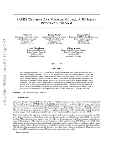 Samm Segment Any Medical Model A 3d Slicer Integration To Sam Deepai
