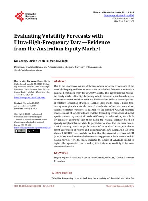 Pdf Evaluating Volatility Forecasts With Ultra High Frequency Data