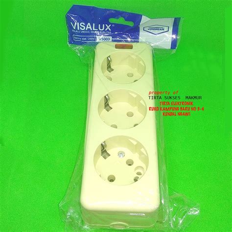 Jual Stop Kontak Arde Plus Indikator Lubang 3 Terminal Kuningan Visalux Colokan Listrik