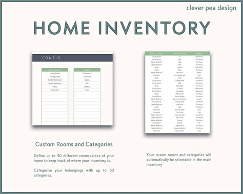 Home Inventory Spreadsheet Excel Template Etsy