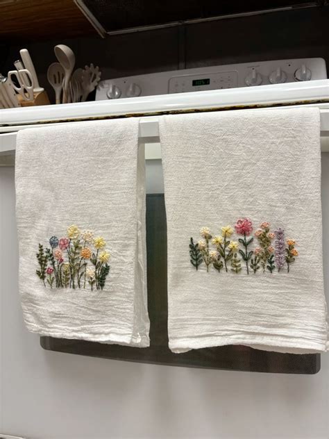 Hand Embroidered Tea Towels Embroidery Patterns For Dish Towels