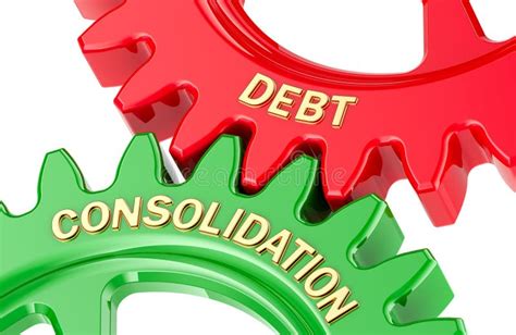 Debt Consolidation Concept With Colored Gearwheels 3d Rendering Stock