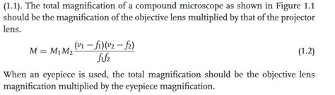 Optics Formula For Total Magnification Of A Compound Microscope