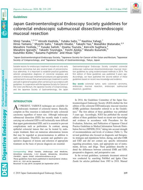 Japan Gastroenterological Endoscopy Society Guidelines For Colorectal Endoscopic Submucosal