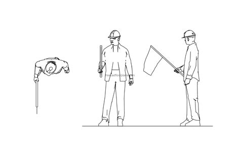 Autocad Blocks Dwg Construction Worker Architect Engineer Construction