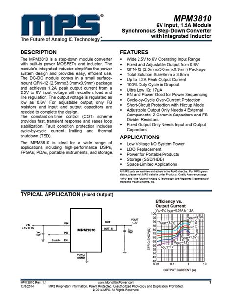 MPM3810 1 2A Module Synchronous Step Down Converter MPS