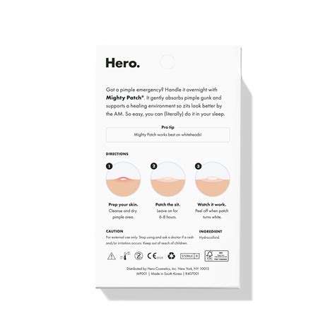 Hero Cosmetics Mighty Patch Acne Pimple Patch Treatment Solución Rápida Y Segura Para El Acné