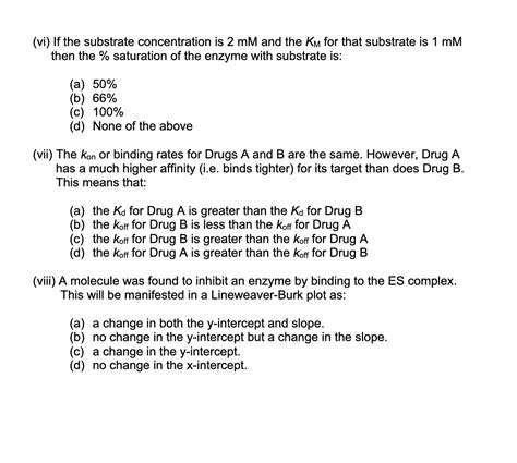 Solved Vi If The Substrate Concentration Is 2mm And The Km