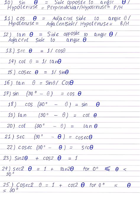 Solution Trigonometry Formulas Studypool