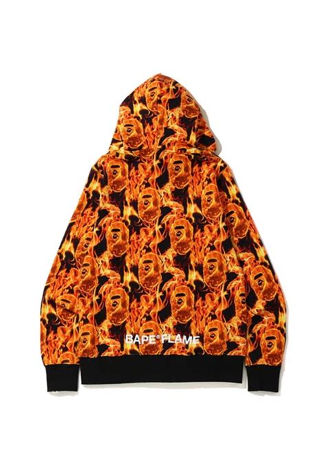 Купити помаранчевий худі Bape Flame Wide Full Zip Hoodie Orange у Києві з доставкою по Україні