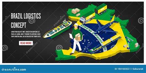Modern Isometric Concept Of Brazil Transportation With Global Logistics