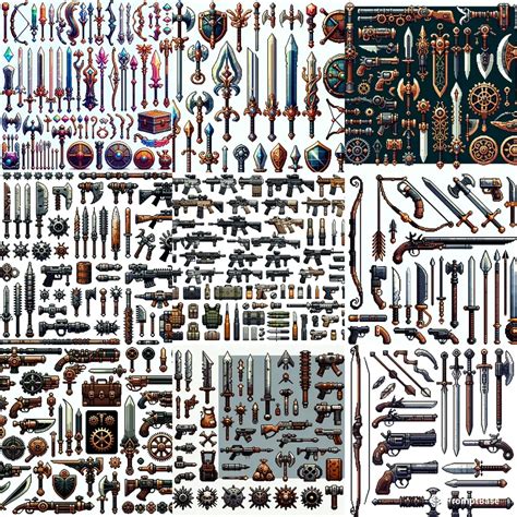 Pixel Art Weapons Sprite Sheets Dall·e Prompt Promptbase