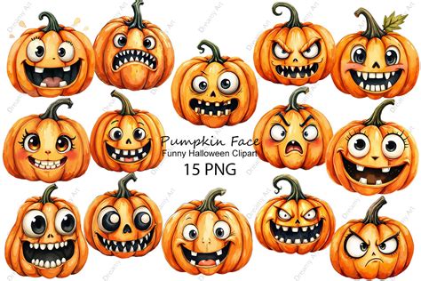 Pumpkin Face Funny Halloween Clipart Graphic By Dreamy Art · Creative