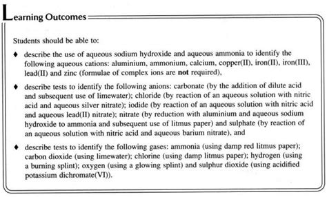 O Level Chemistry Qualitative Analysis O Level Chemistry And Ip Chemistry Notes By 10 Year