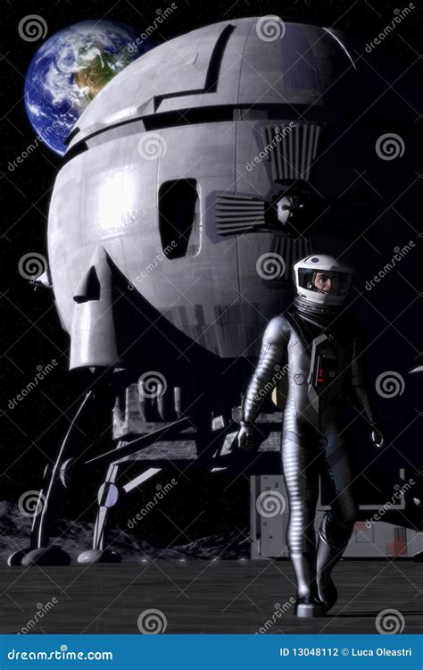 Astronauta E Nave Espacial Ilustração Stock Ilustração De Planeta 13048112