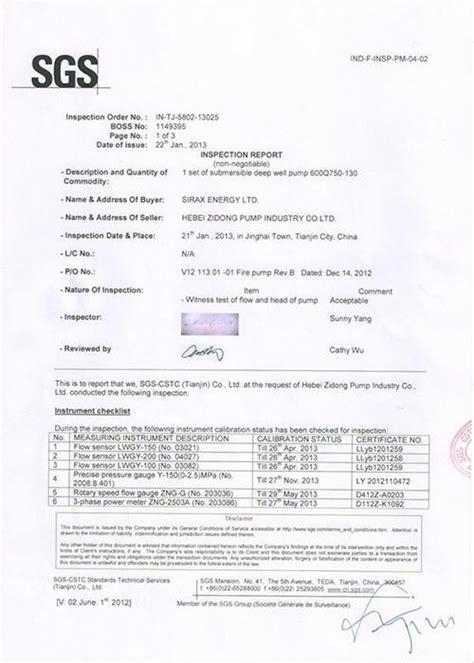 Industrial Pumps Certificate Zidong