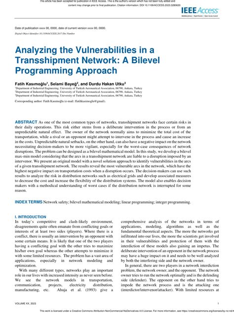 Pdf Analyzing The Vulnerabilities In A Transshipment Network A Bilevel Programming Approach