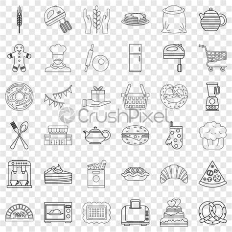 Gastronomy Icons Set Outline Style Stock Vector 6264809 Crushpixel