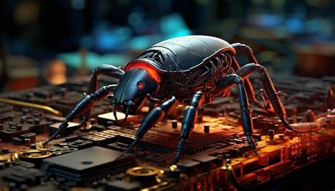 Premium Photo A Small Robotic Beetle Welding A Computer Chip