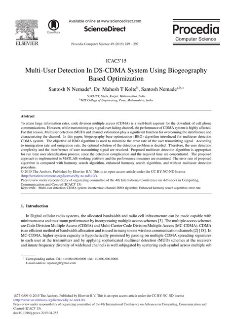 Pdf Multi User Detection In Ds Cdma System Using Biogeography Based