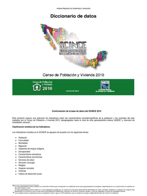 Diccionario Datos Scince Pdf Educación Secundaria Población