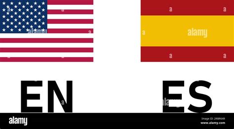 Flag Icon Pair Including Usa And Spain Flags For English And Spanish