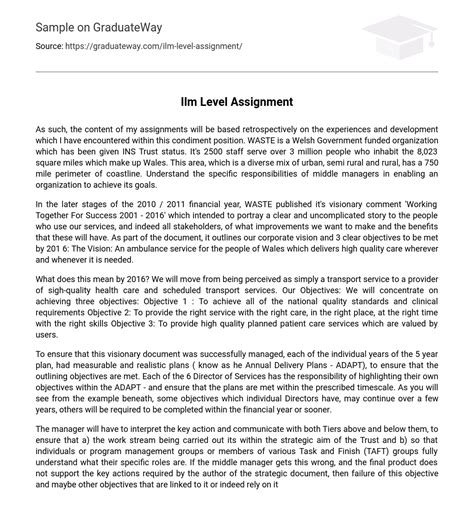 Ilm Level Assignment 1642 Words Free Essay Example On Graduateway