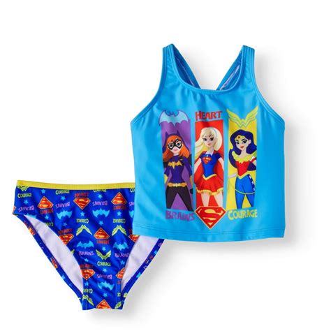Wonder Woman Super Hero Girls 2 Piece Tankini Swimsuit Size Xs 4