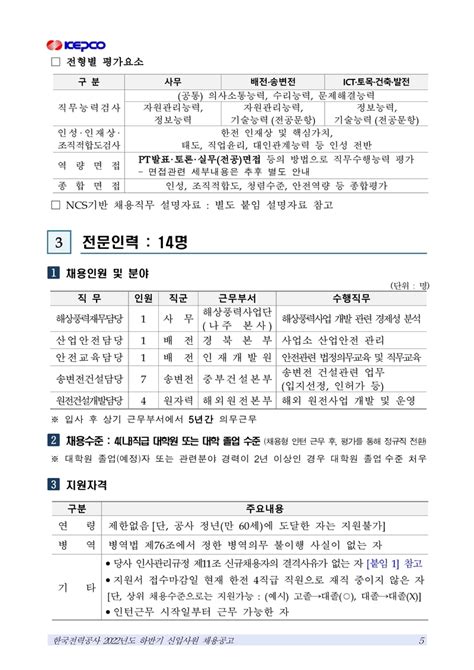 한국전력공사kepco 채용공고 2022 인턴 경리·회계·결산 법무 인사 재무 세무 일반사무 총무 시스템프로그래머 네트워크·보안·운영 안전관리 환경관리