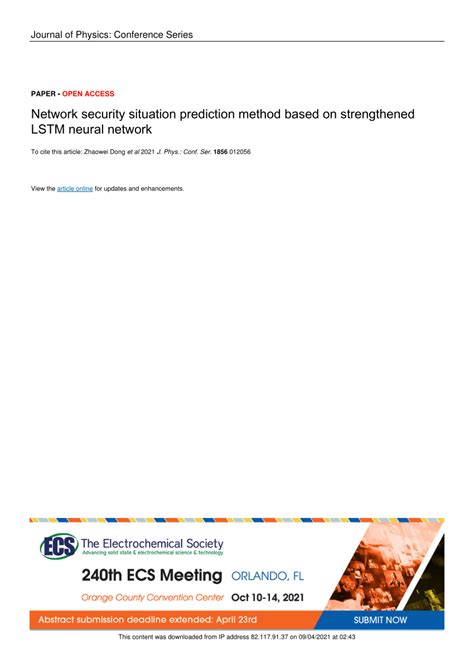 Pdf Network Security Situation Prediction Method Based On