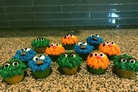 Sesame Street Cupcakes Cookie Monster Oscar The Grouch And Zoe