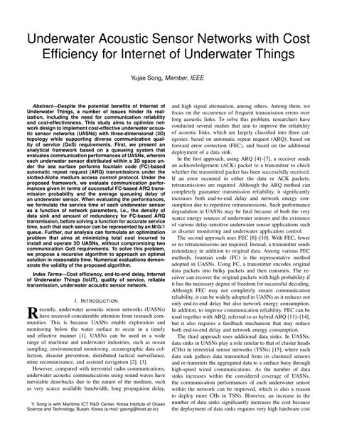Pdf Underwater Acoustic Sensor Networks With Cost Efficiency For