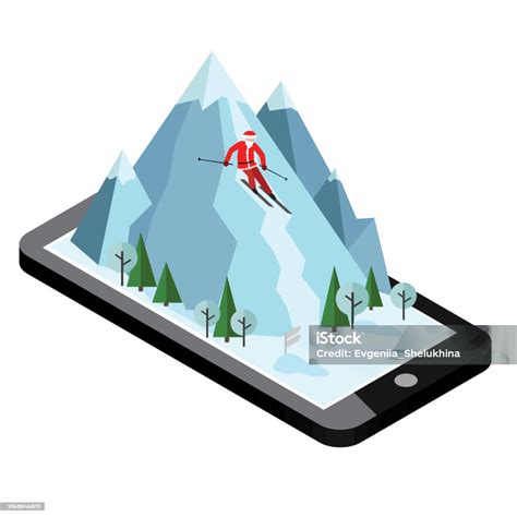 아이소메트릭 벡터 산타 클로스 산에서 당긴 다 알파인 스키 겨울 스포츠입니다 크리스마스와 새 해 오고 있다 레크리에이션 라이프 스타일 활동 속도 익 스 트림 스키에 대한