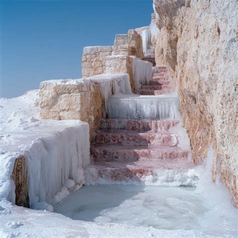 Frozen Staircase In Winter Landscape Stock Illustration Illustration