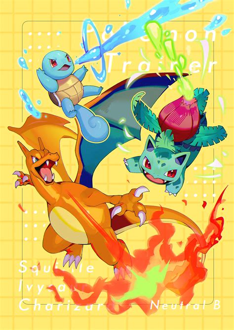 Charizard Squirtle And Ivysaur Pokemon And 1 More Drawn By