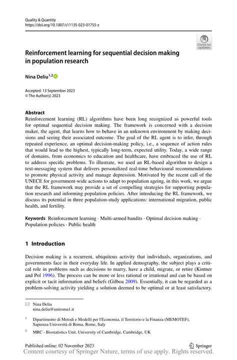 Pdf Reinforcement Learning For Sequential Decision Making In
