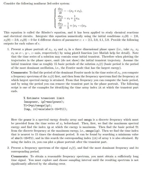 Consider The Following Nonlinear 3rd Order System