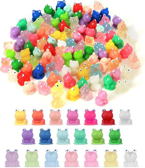 Xihircd 100pcs Mini Resin Frogs Luminous Mini Frog