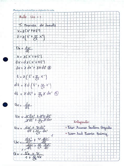 Transformación Inversa De Lorentz Pdf