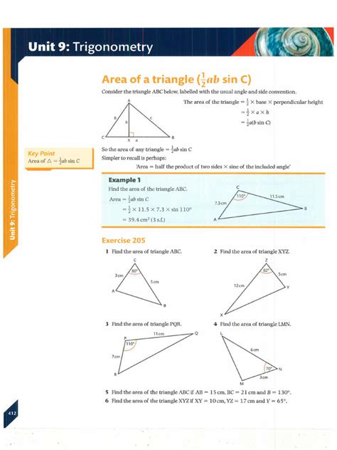Edexcel Igcse Math Book B Trigonometry Unit 9 Pdf Triangle Area