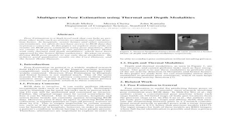 Pdf Multiperson Pose Estimation Using Thermal And Depth Cs229