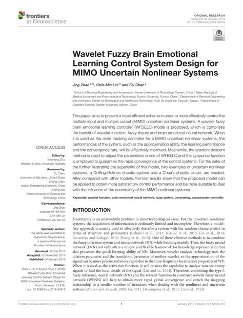 Pdf Wavelet Fuzzy Brain Emotional Learning Control System Design For