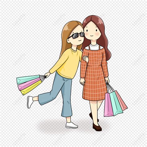함께 쇼핑하는 여자 Png 일러스트 무료 다운로드 Lovepik