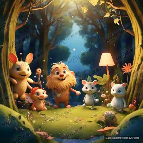 Ai创作图画一副活泼可爱的森林卡通场景 昵图网