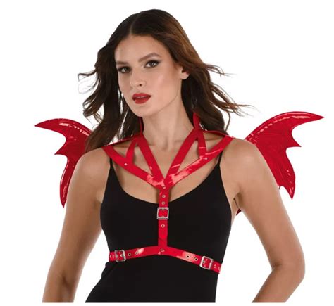 Devil Wings Harness Vinyl Costume Accessory Adult Teen