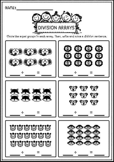Division Equal Groups Arrays With Pictures Worksheets By Alice Pa Ploen