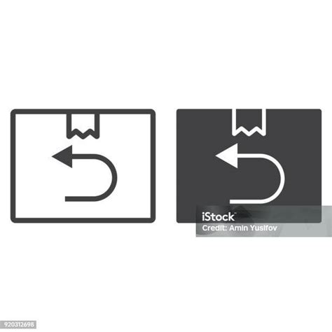 반환 운송 선 및 문자 모양 아이콘 물류 및 배달 골 판지 상자 기호 벡터 그래픽 흰색 배경 Eps 10에 선형 패턴 가득 찬에 대한 스톡 벡터 아트 및 기타 이미지