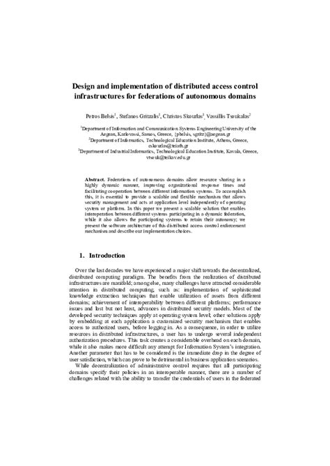 Pdf Design And Implementation Of Distributed Access Control Infrastructures For Federations Of
