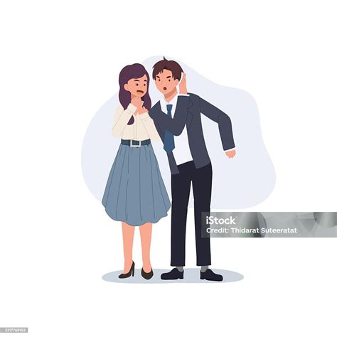 사무실 가십 개념 남녀 동료가 장난스럽게 수다를 떨고 있습니다 벡터 일러스트 레이 션 기업 비즈니스에 대한 스톡 벡터 아트 및 기타 이미지 기업 비즈니스 모던 양식