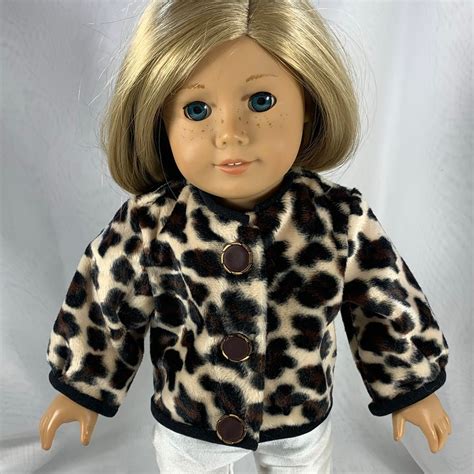 Leopard Faux Fur Doll Jacket And Fashionable Black Boots Fits 18 Inch